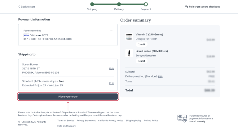 Placing an order - Fullscript Support Center
