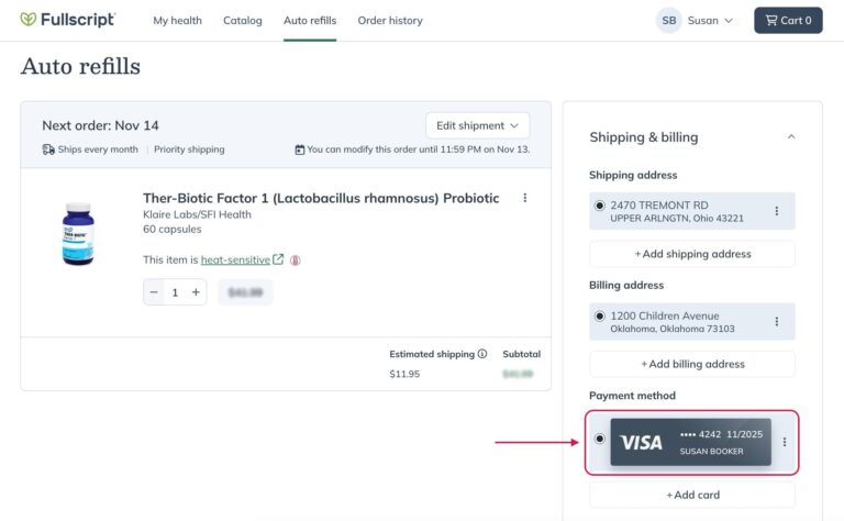 Paying for your order - Fullscript Support Center