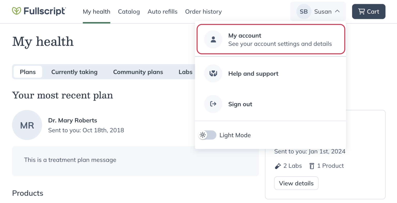 Patient account settings - Fullscript Support Center