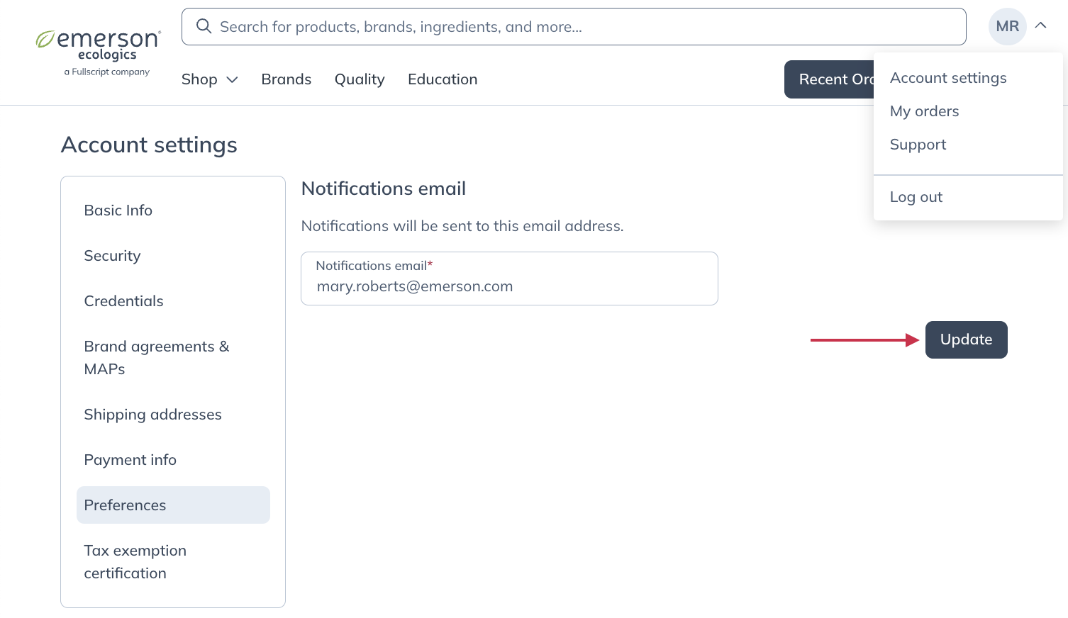 Managing email preferences - Emerson Ecologics Help Center