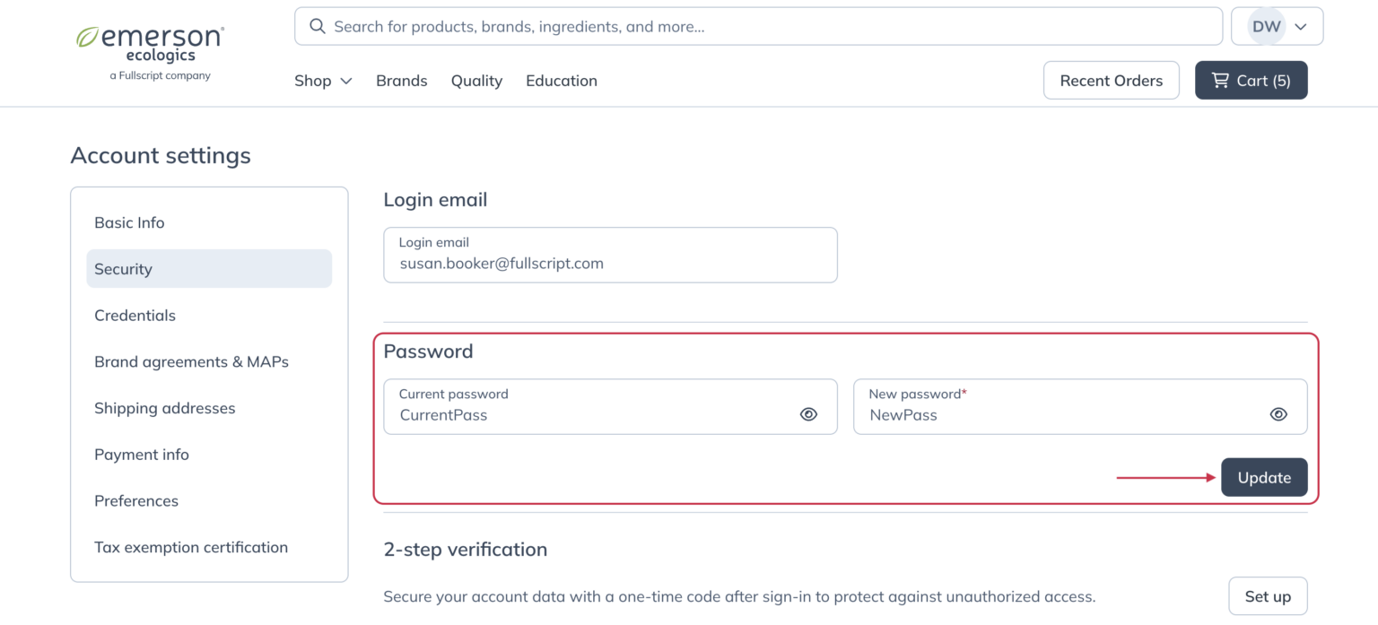 How do I update my password? - Emerson Ecologics Help Center