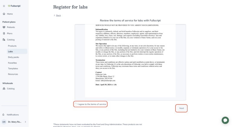 Registering for Labs on Fullscript - Fullscript Support Center