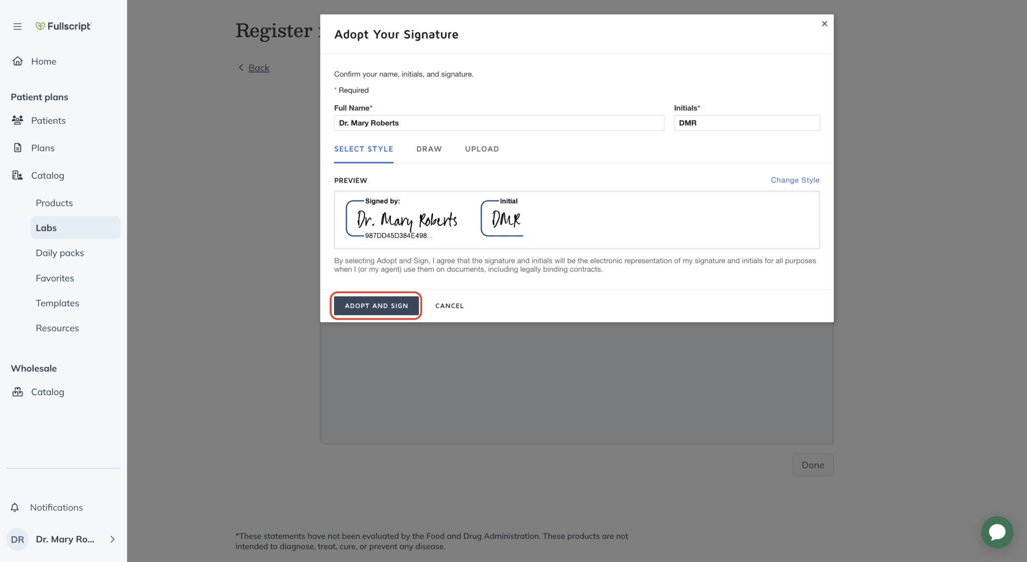 Registering for Labs on Fullscript - Fullscript Support Center