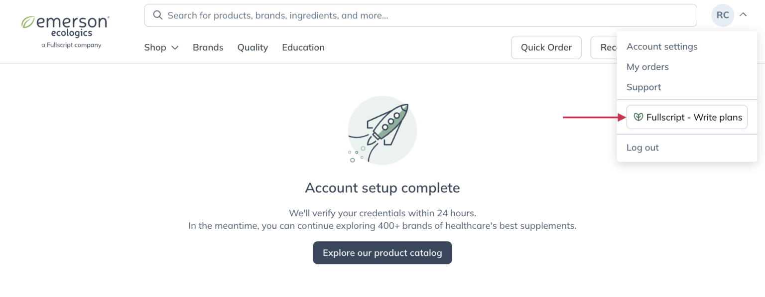 Enabling Fullscript from your Emerson account