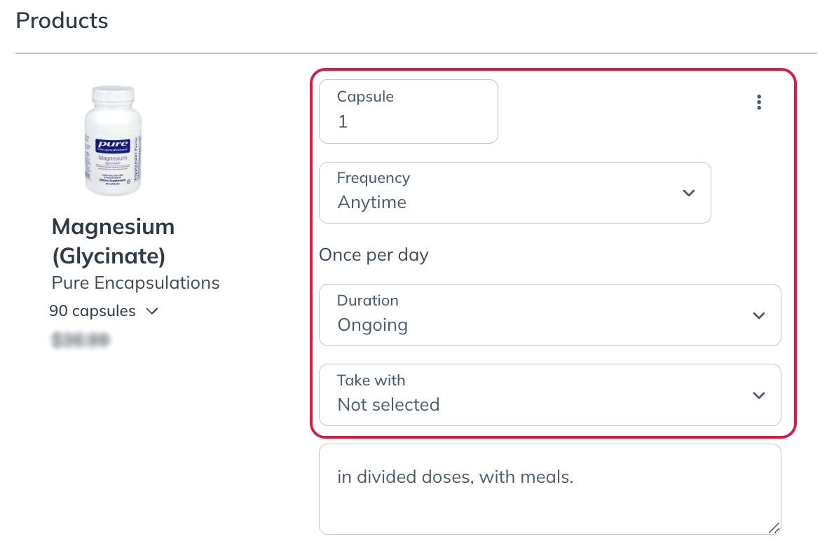 Setting product dosage instructions in plans - Fullscript Support Center