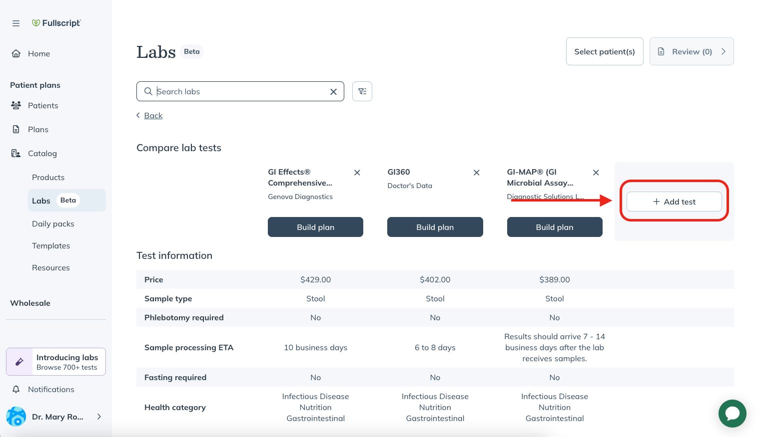 Comparing lab tests - Fullscript Support Center