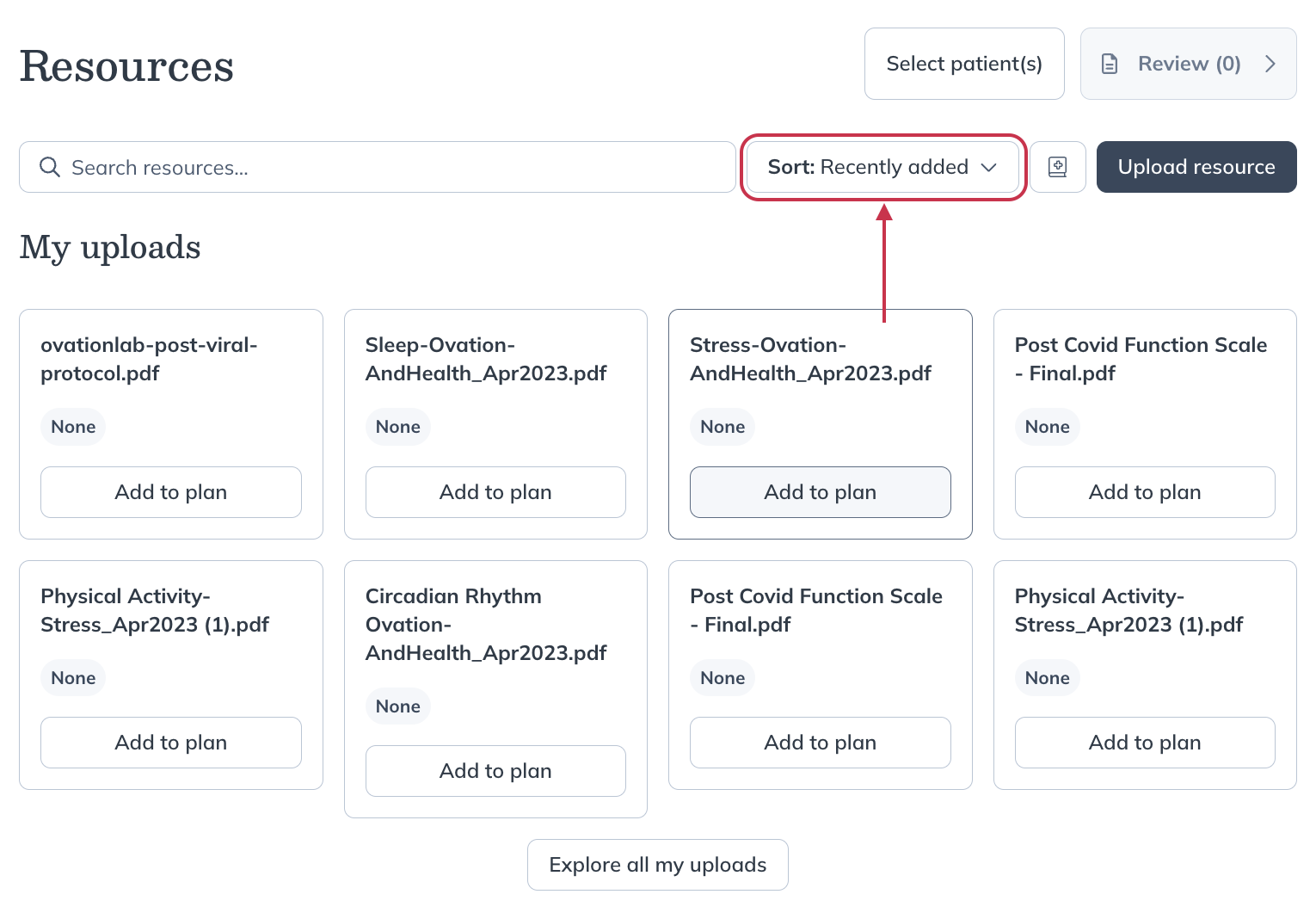 Resource library and patient education resources