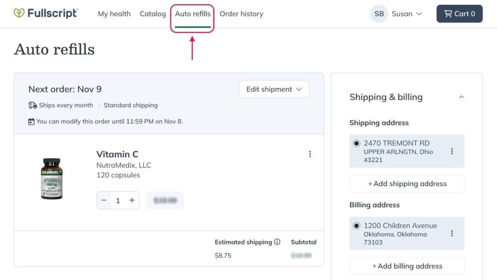 Navigating your patient account - Fullscript Support Center