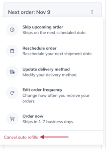 Canceling scheduled auto refills - Fullscript Support Center