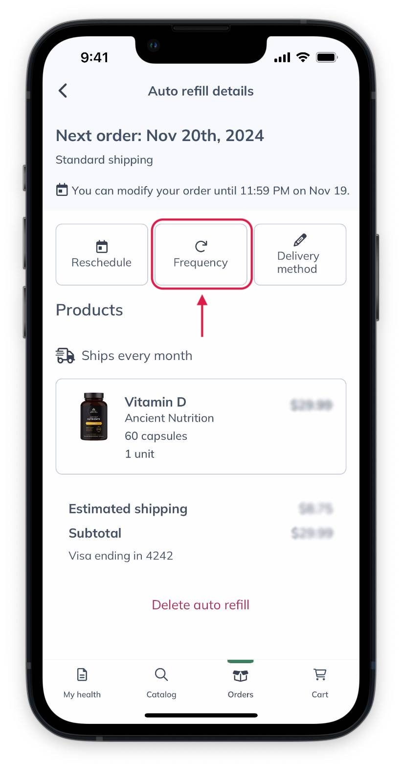 Managing your auto refill shipping and payment - Fullscript Support Center