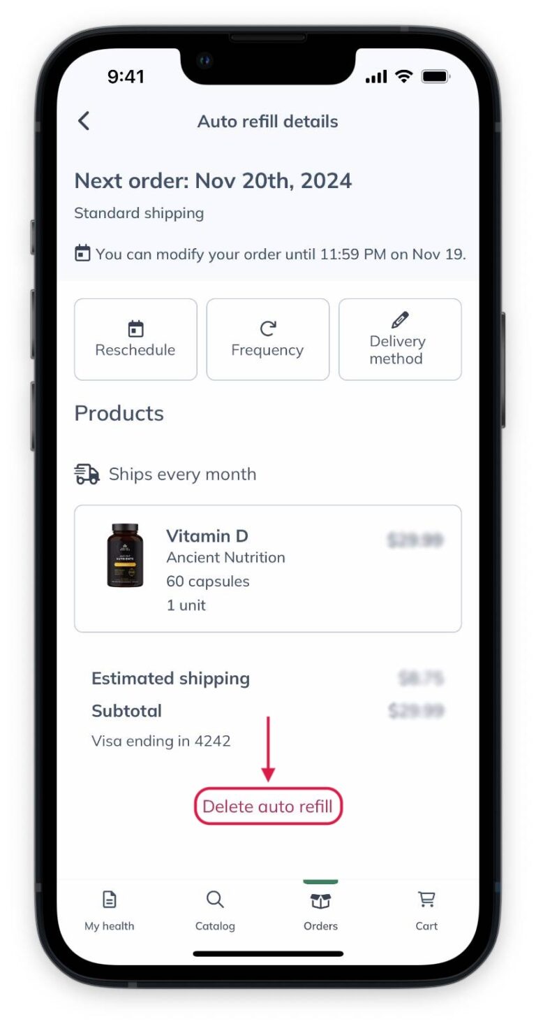 Canceling scheduled auto refills - Fullscript Support Center