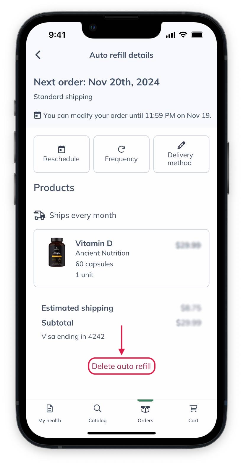 Canceling scheduled auto refills - Fullscript Support Center
