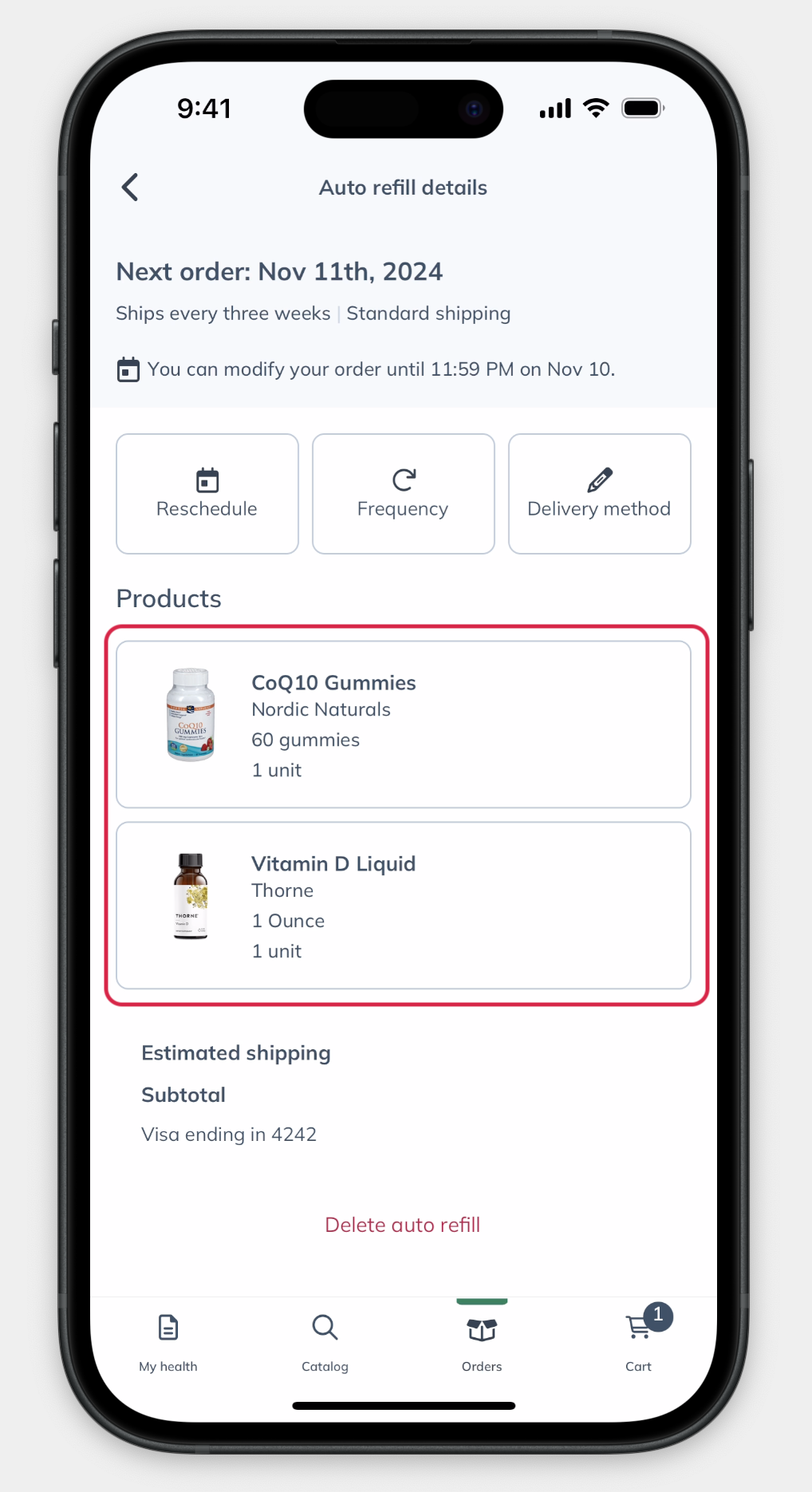 Canceling scheduled auto refills - Fullscript Support Center