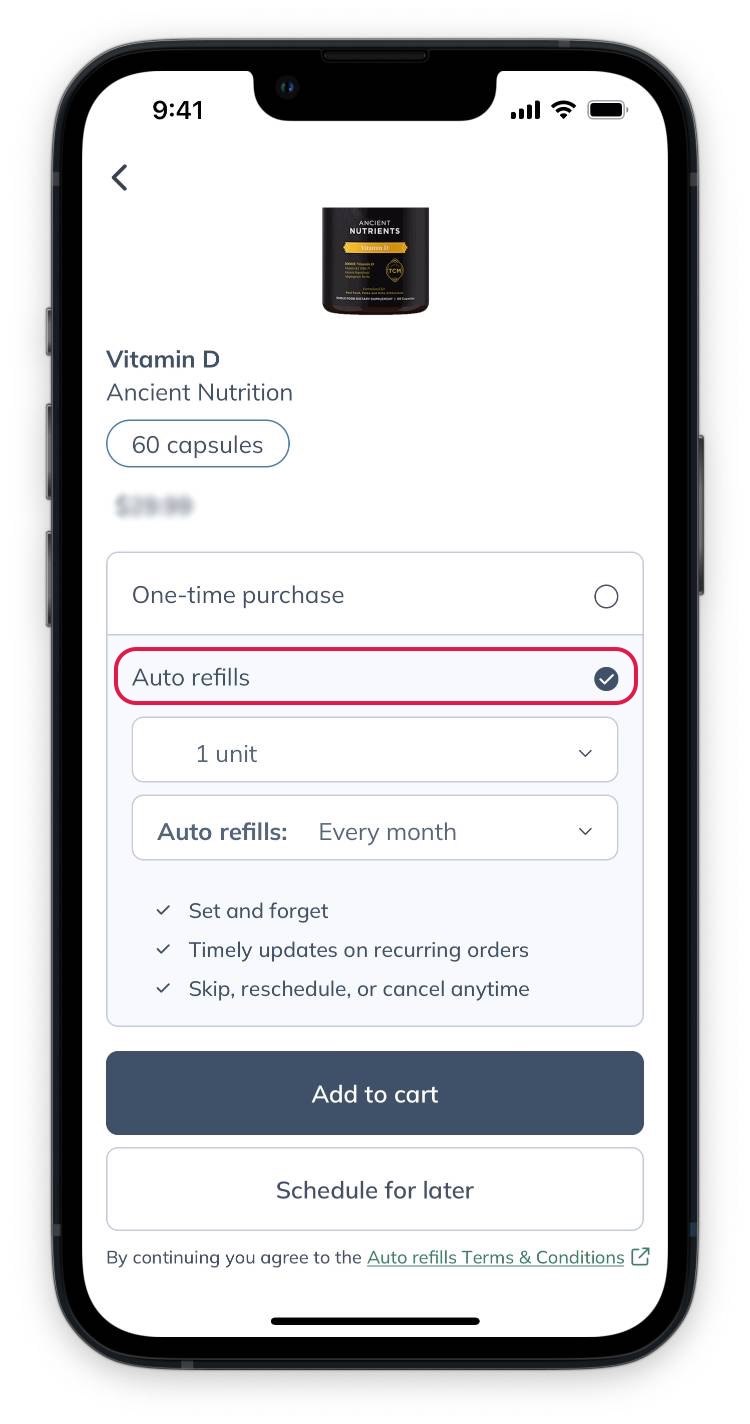 Adding products to auto refills - Fullscript Support Center