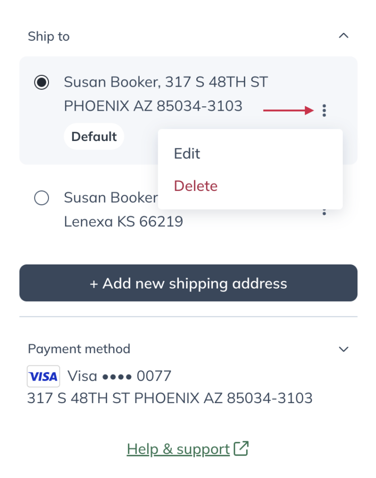Managing your auto refill shipping and payment